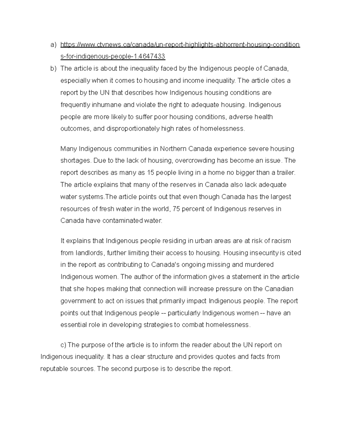 News analysis - a) ctvnews/canada/un-report-highlights-abhorrent ...