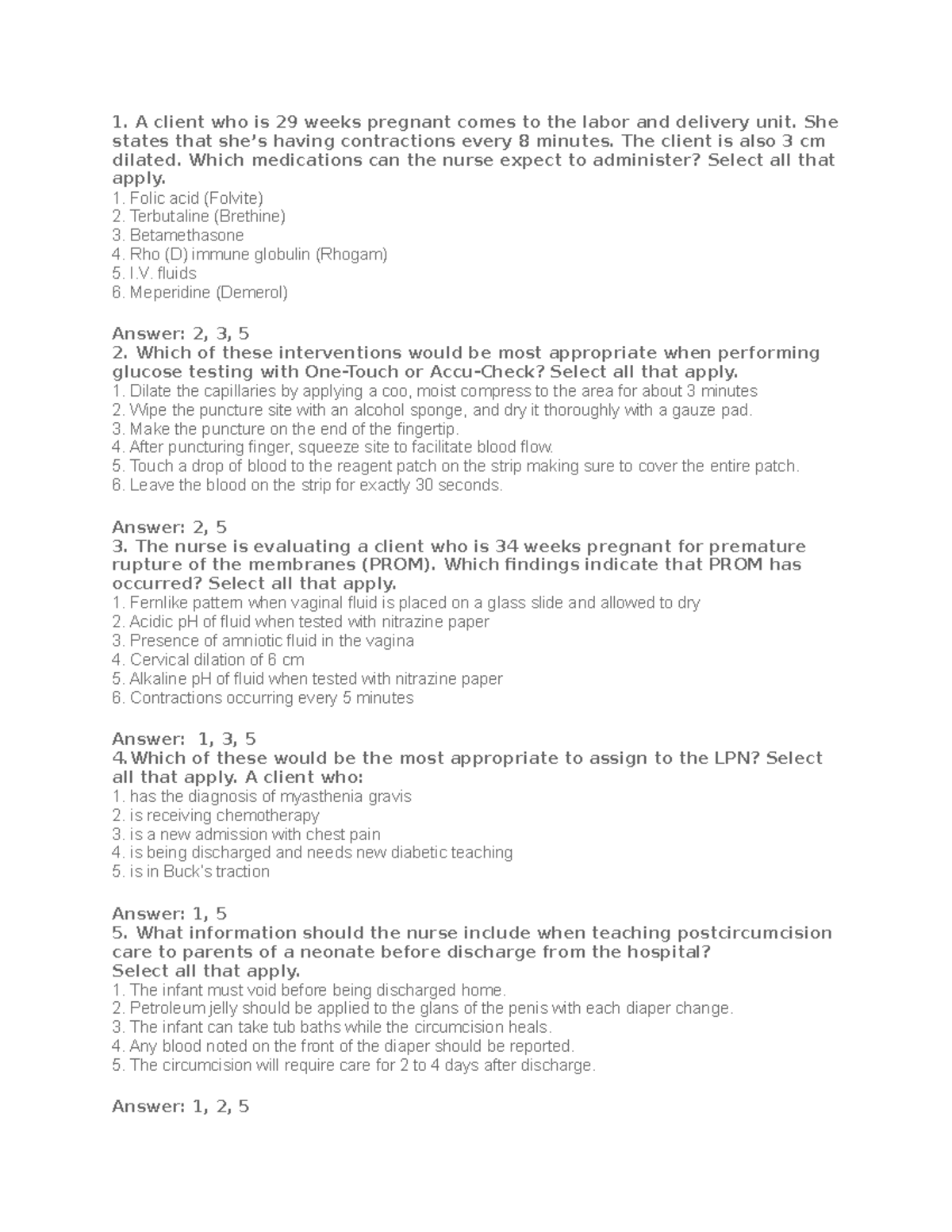 SATA Questions- Nclex - A client who is 29 weeks pregnant comes to the ...