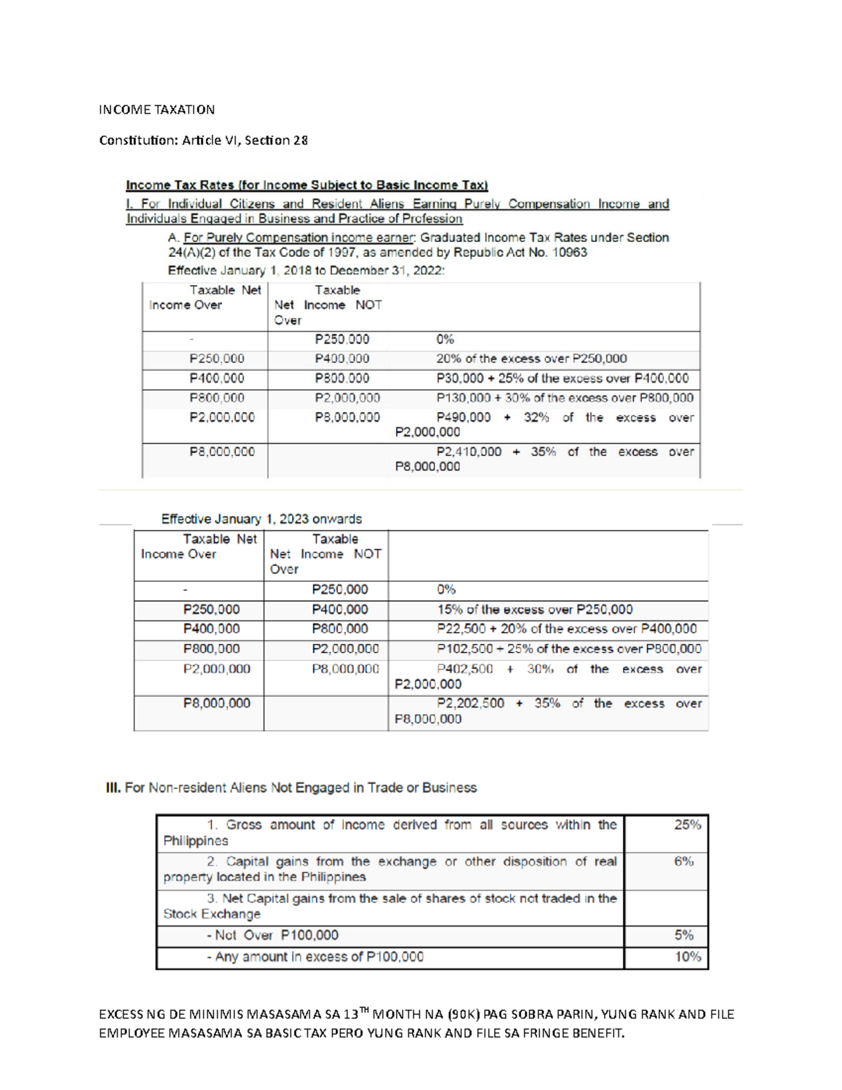 Income TAX Reviewer - INCOME TAXATION Constitution: Article VI, Section ...