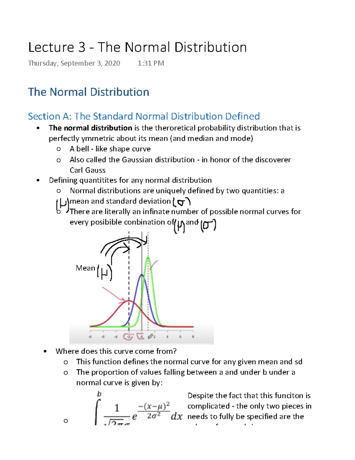 Lecture 3 - The Normal Distribution - The Normal Distribution Section A ...