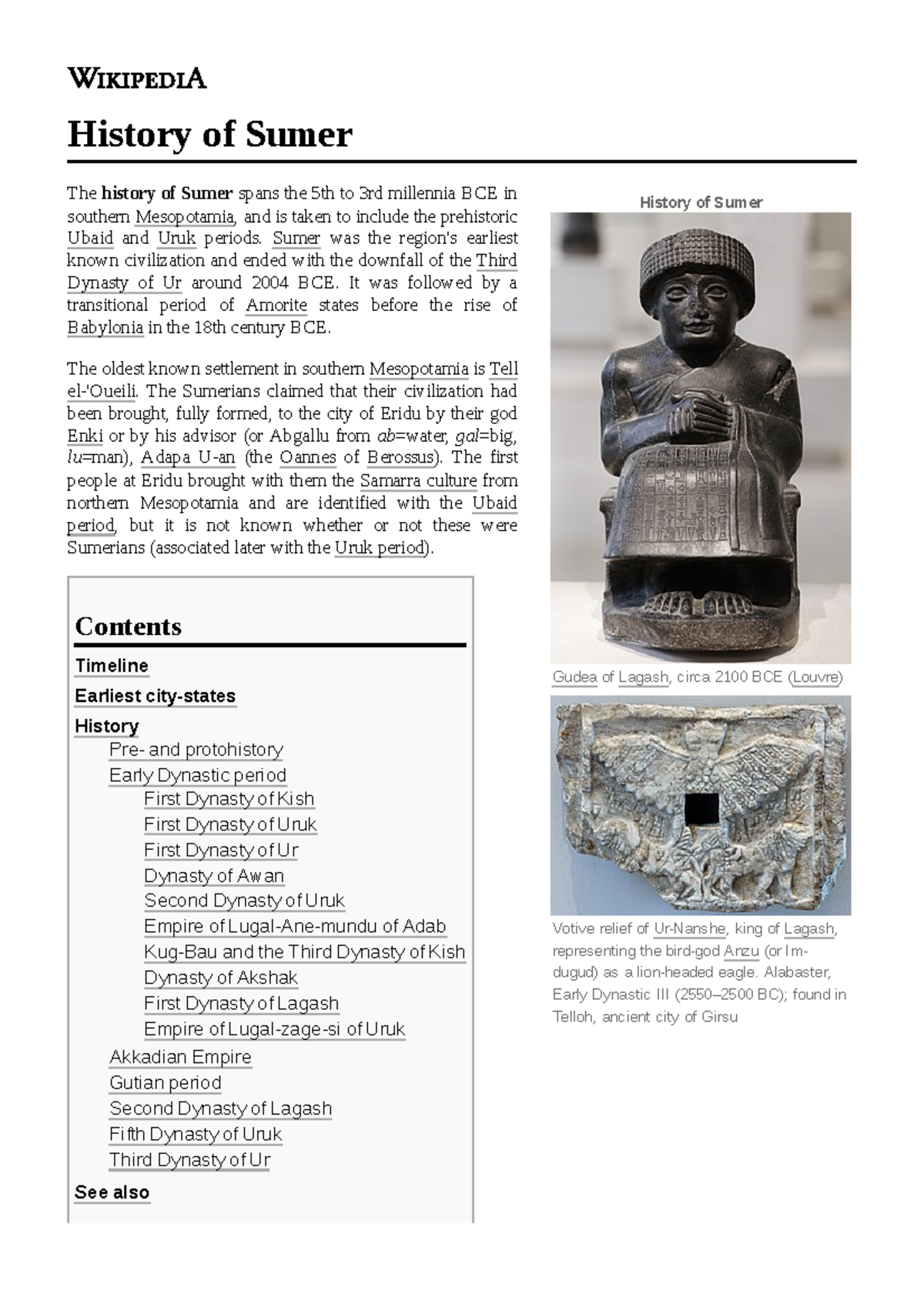 History of Sumer - Revisar - History of Sumer Gudea of Lagash, circa ...