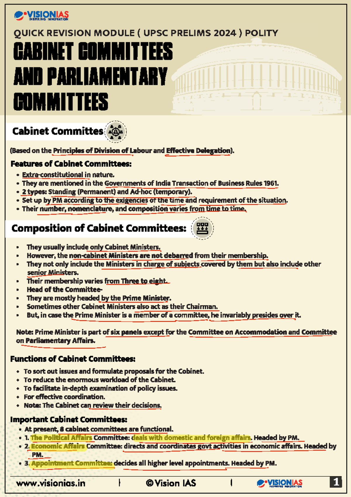 -cabinet-committees - Cabinet - QUICK REVISION MODULE ( UPSC PRELIMS ...
