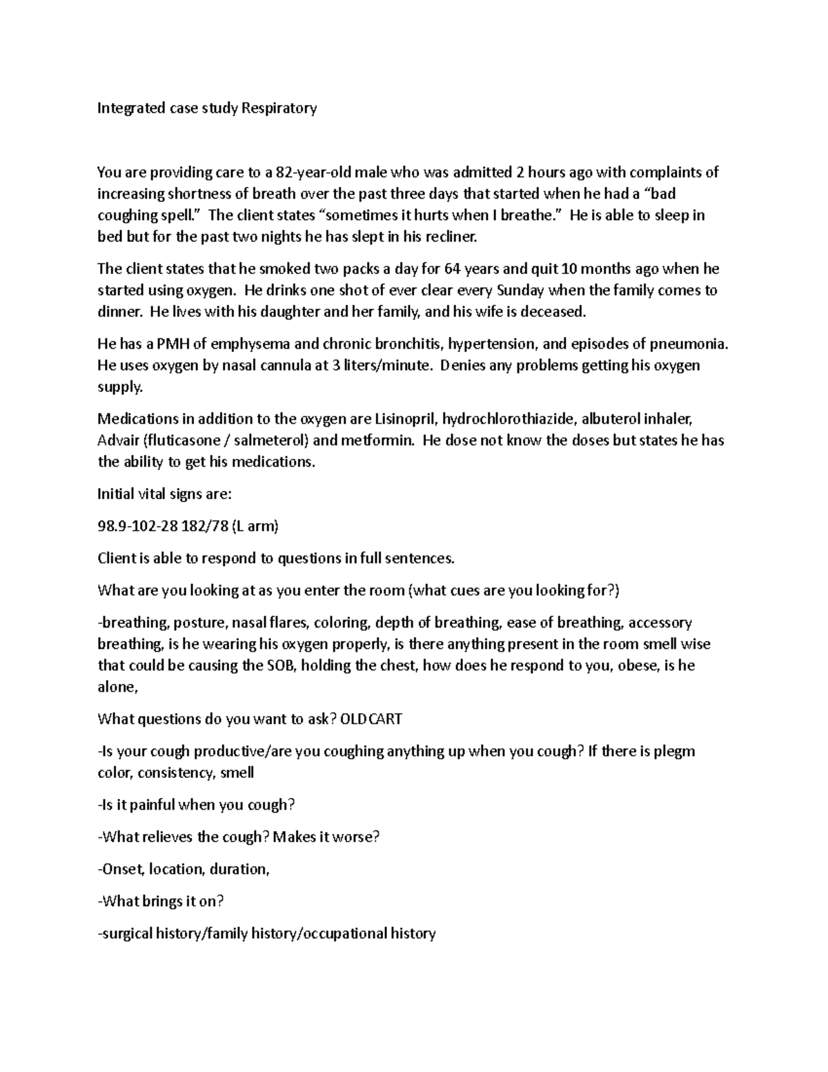 Integrated case study Respiratory 323 - Integrated case study ...