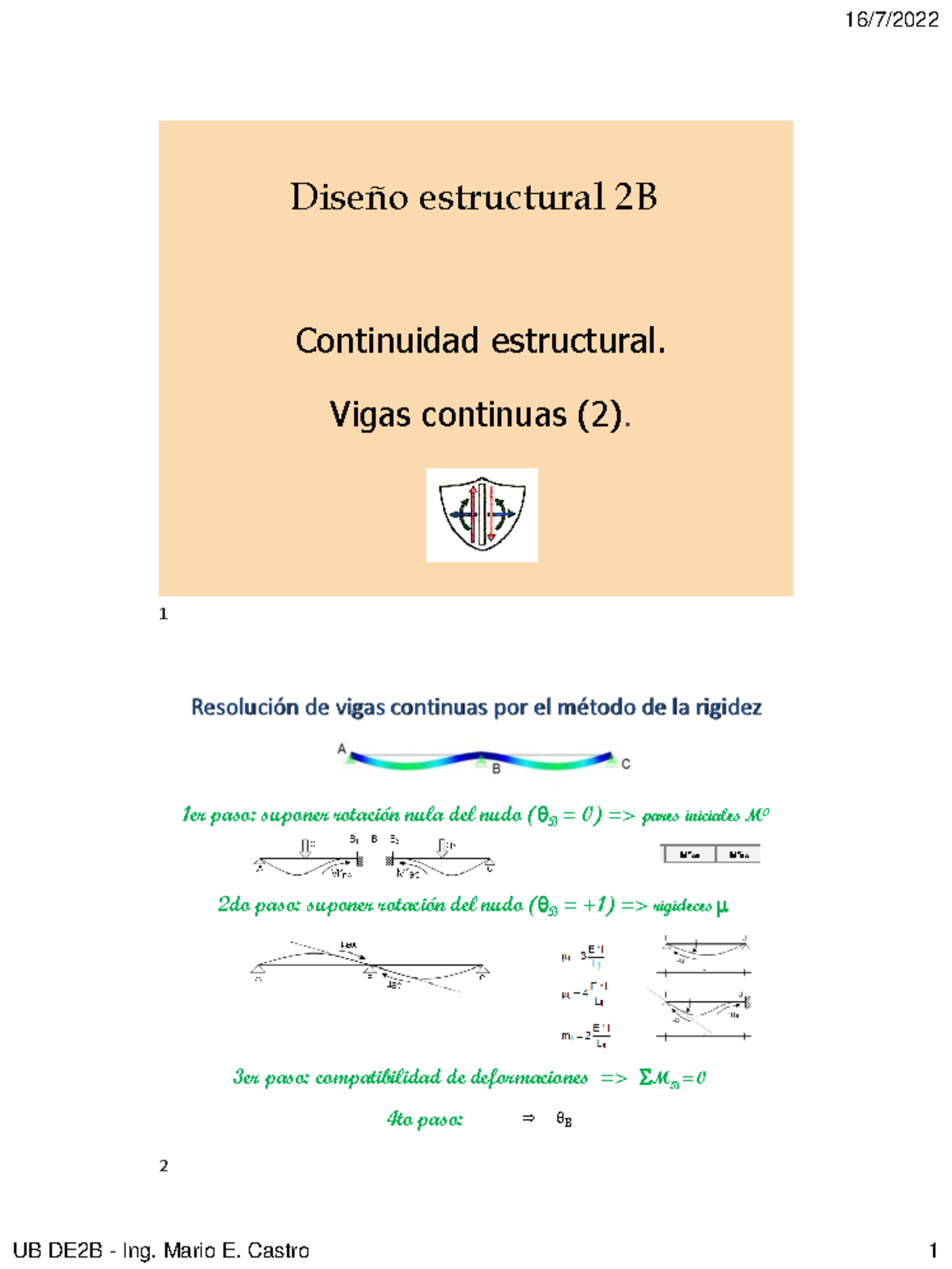 calculo de vigas continua - DiseÒo estructural 2B Continuidad ...