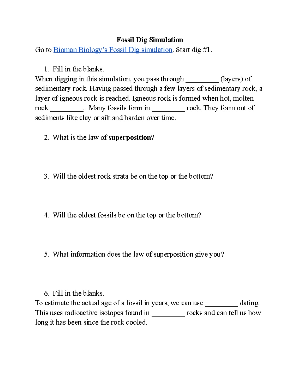 Fossil Dig Simulation - idk - Fossil Dig Simulation Go to Bioman ...