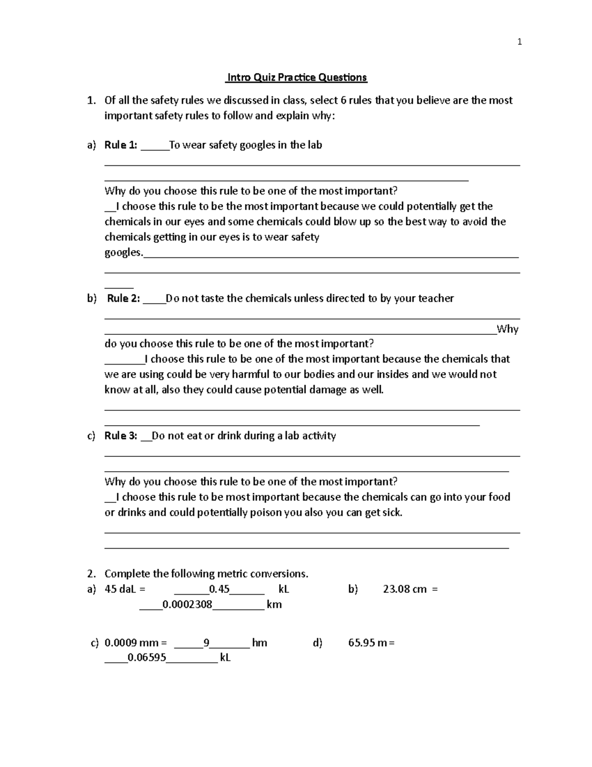 Intro Quiz Practice Questions