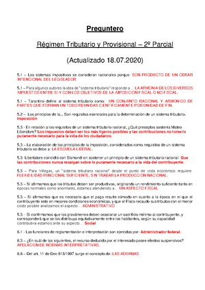 Preguntero DE Regimen Tributario Y Previsional 2do parcial actualizado - PREGUNTERO DE REGIMEN ...