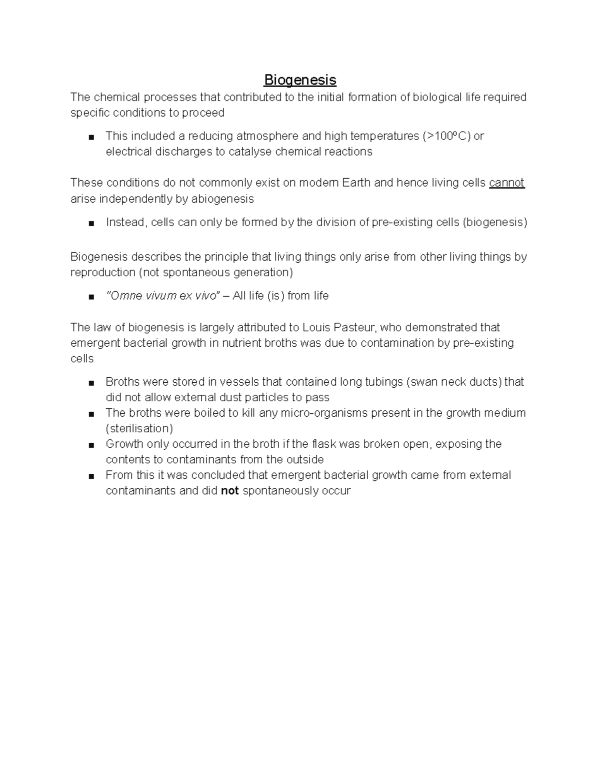 Cell Biology: Origin of Cells - Biogenesis - Biogenesis The chemical ...