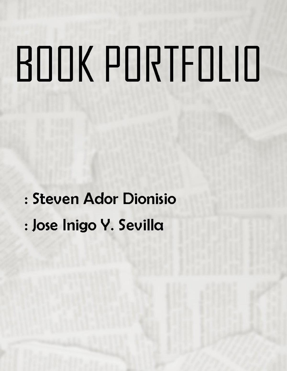 English Major PT - ouu - BOOK PORTFOLIO : Steven Ador Dionisio : Jose ...