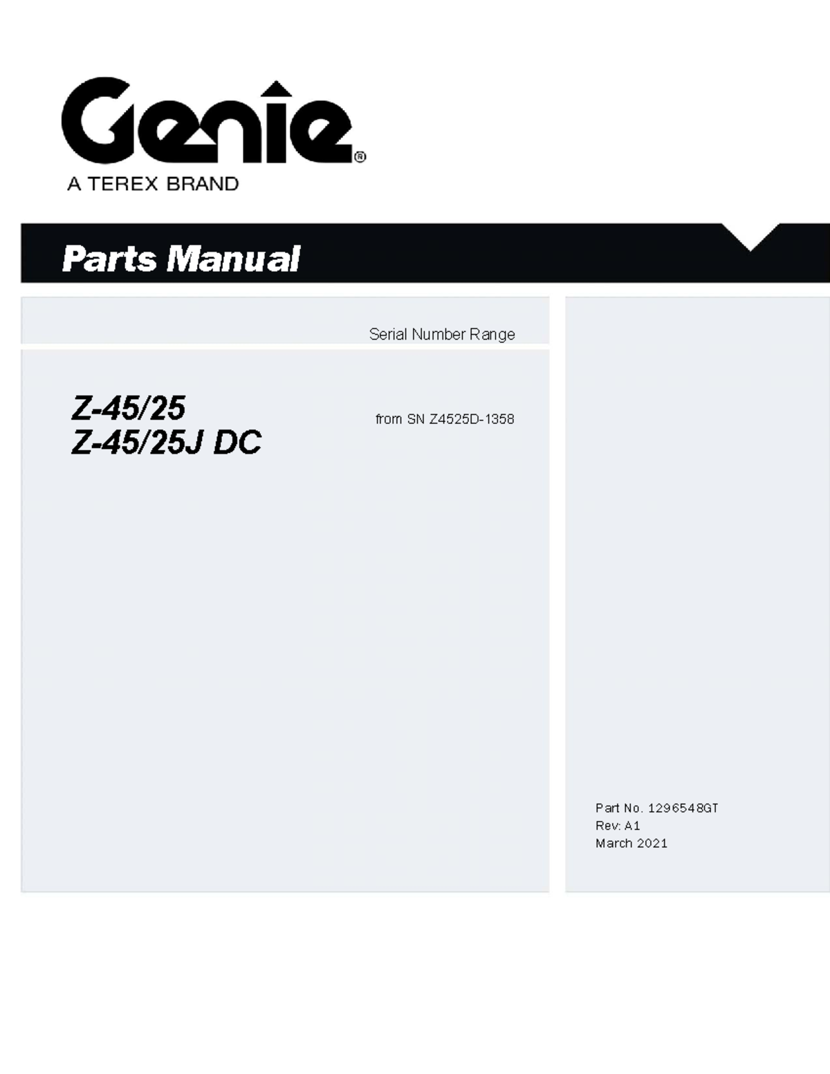 Z45 Z4525D - Resumen GENIE - Part No. 1296548GT Rev: A March 2021 Z-45/ ...