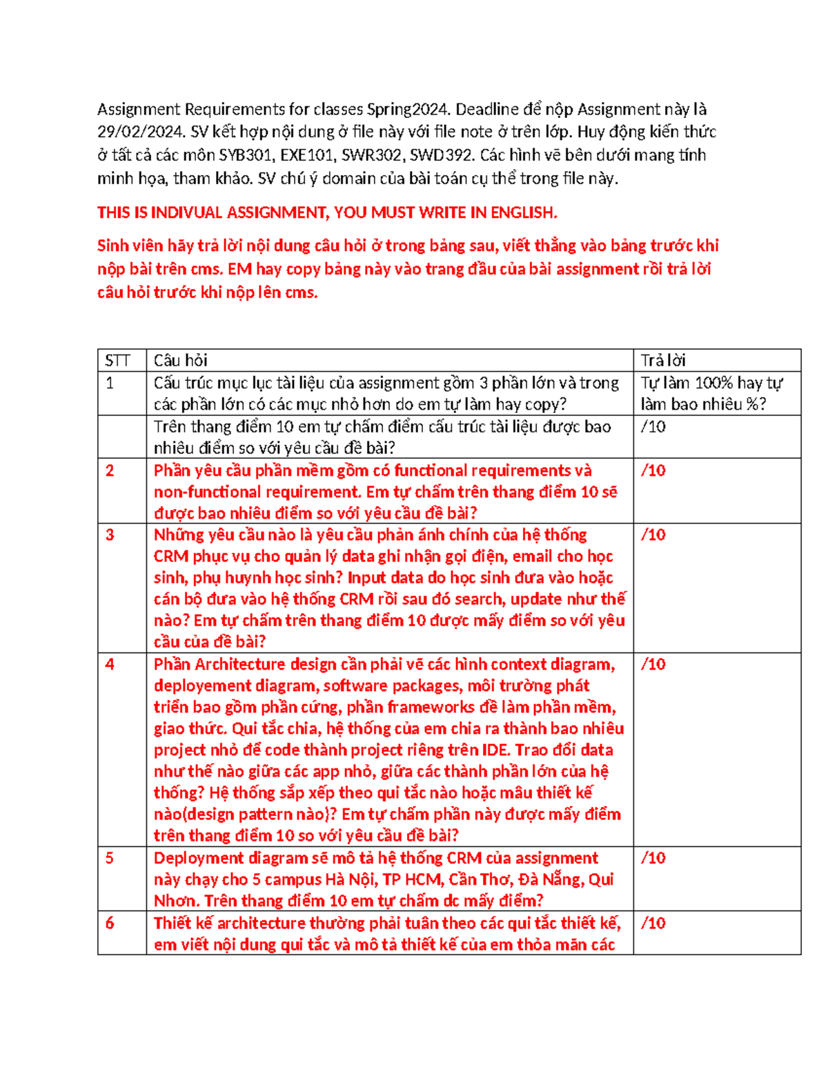 Requirements Assignment for classes Srping 24 - Assignment Requirements ...