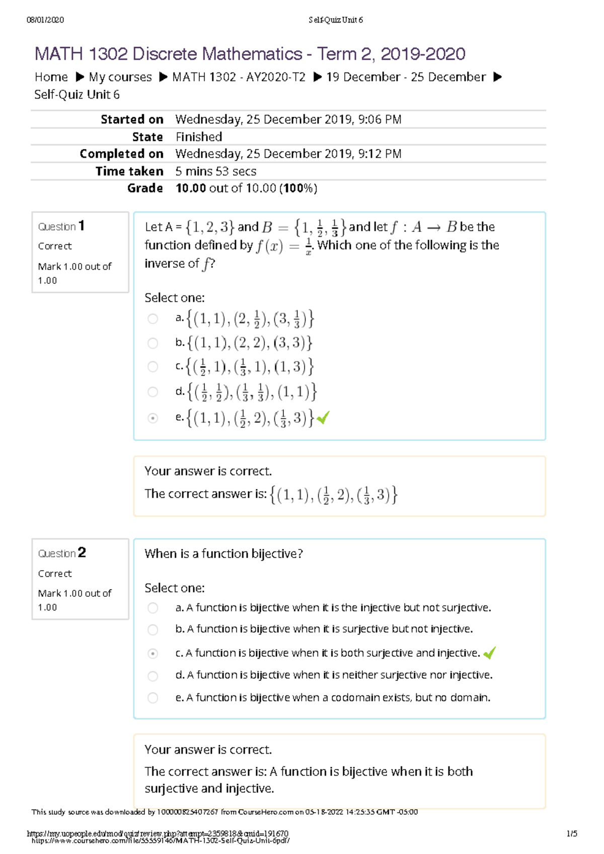 MATH 1302 Self Quiz Unit 6 - my.uopeople/mod/quiz/review.php?attempt ...