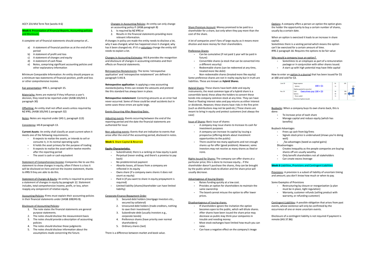 ACCY 231 Mid Term - Notes - ACCY 231 Mid Term Test (weeks 4-6) Week 4 ...