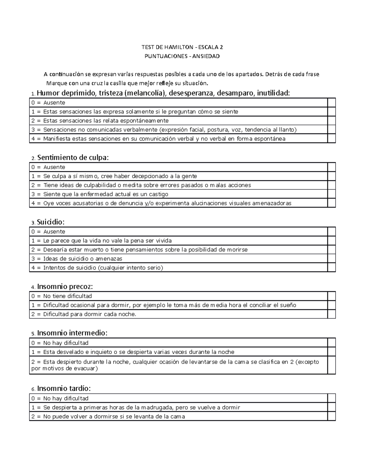 TEST DE Hamilton - Lecture notes 1 - TEST DE HAMILTON - ESCALA 2 ...