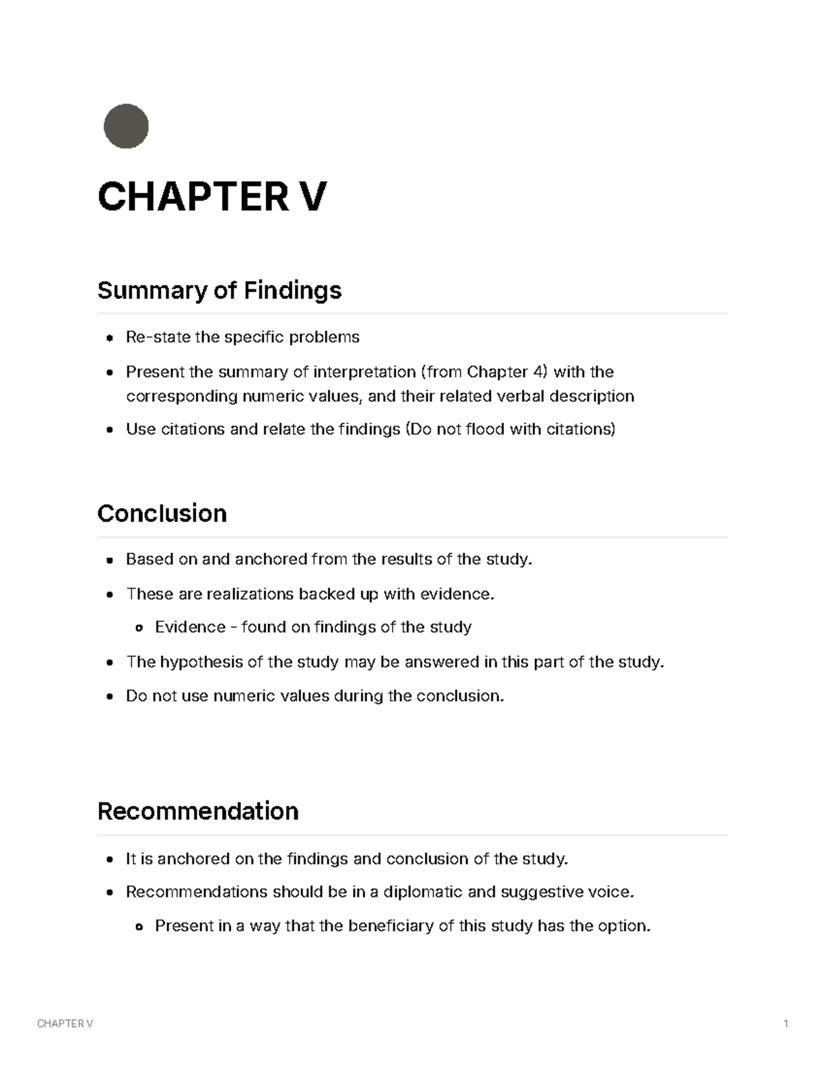 Chapter V - This research notes will help you improve on how to write a ...