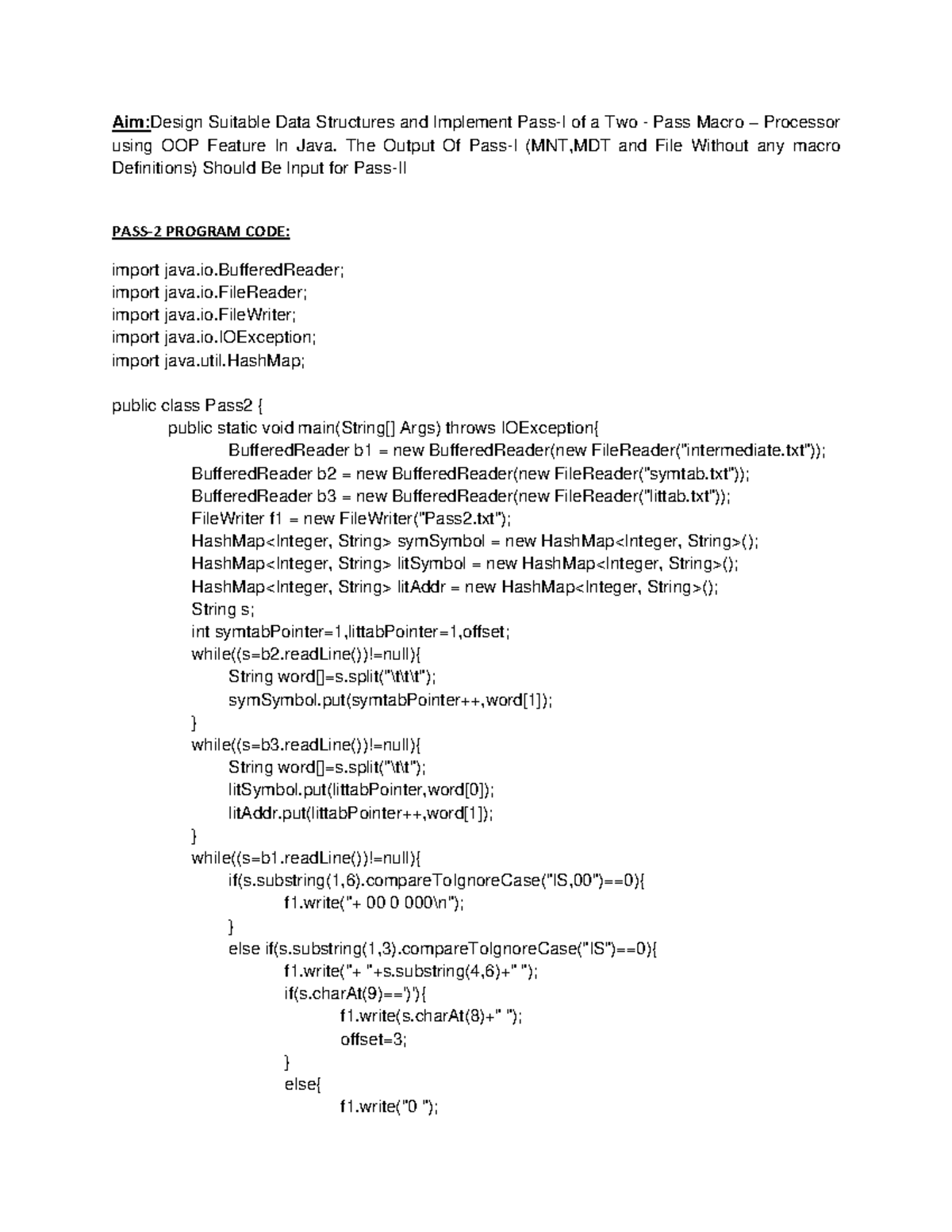 PASS 2 SPOS - spos notes - Aim:Design Suitable Data Structures and ...