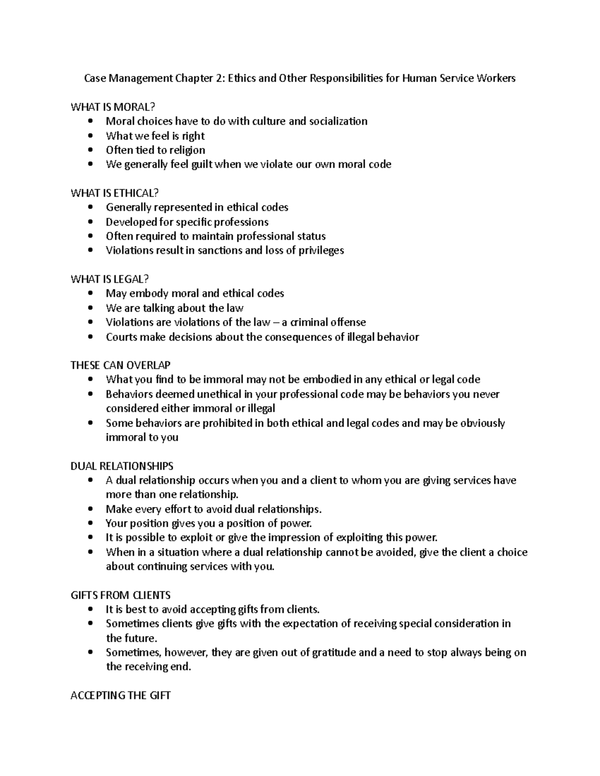 Case Management Chapter 2 - Make every effort to avoid dual ...