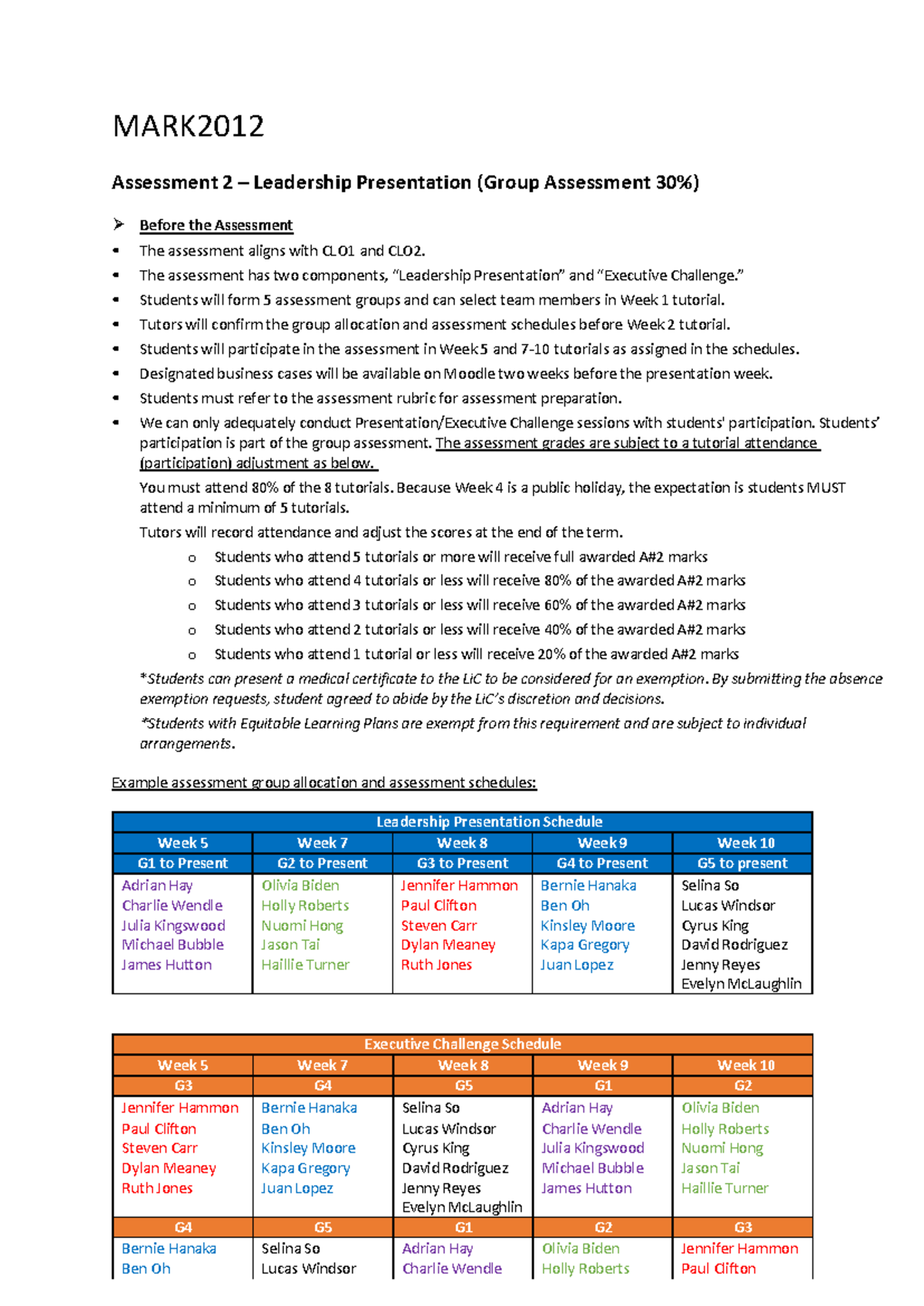 Assessment 2 Brief - Presentation - MARK Assessment 2 – Leadership ...