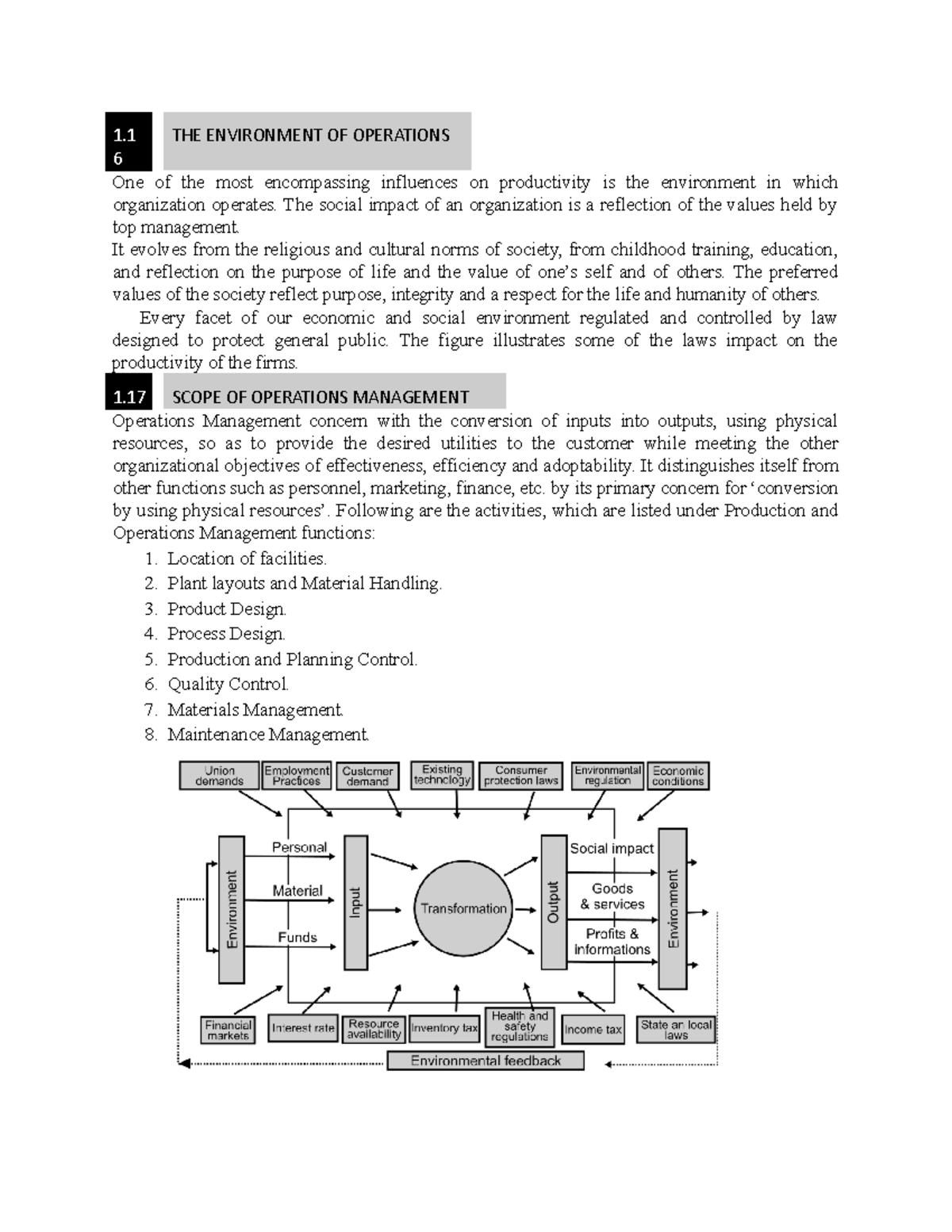 THE Environment OF Operations - 1. 6 THE ENVIRONMENT OF OPERATIONS One ...