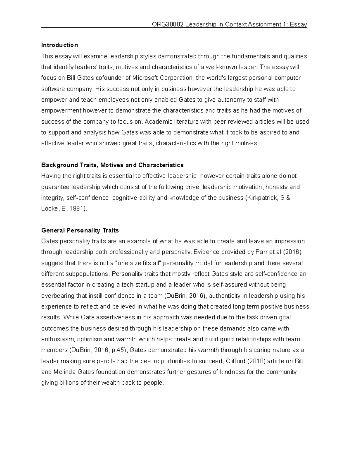 ORG30002 Assignment 1 - ORG30002 Leadership in Context Assignment 1 ...