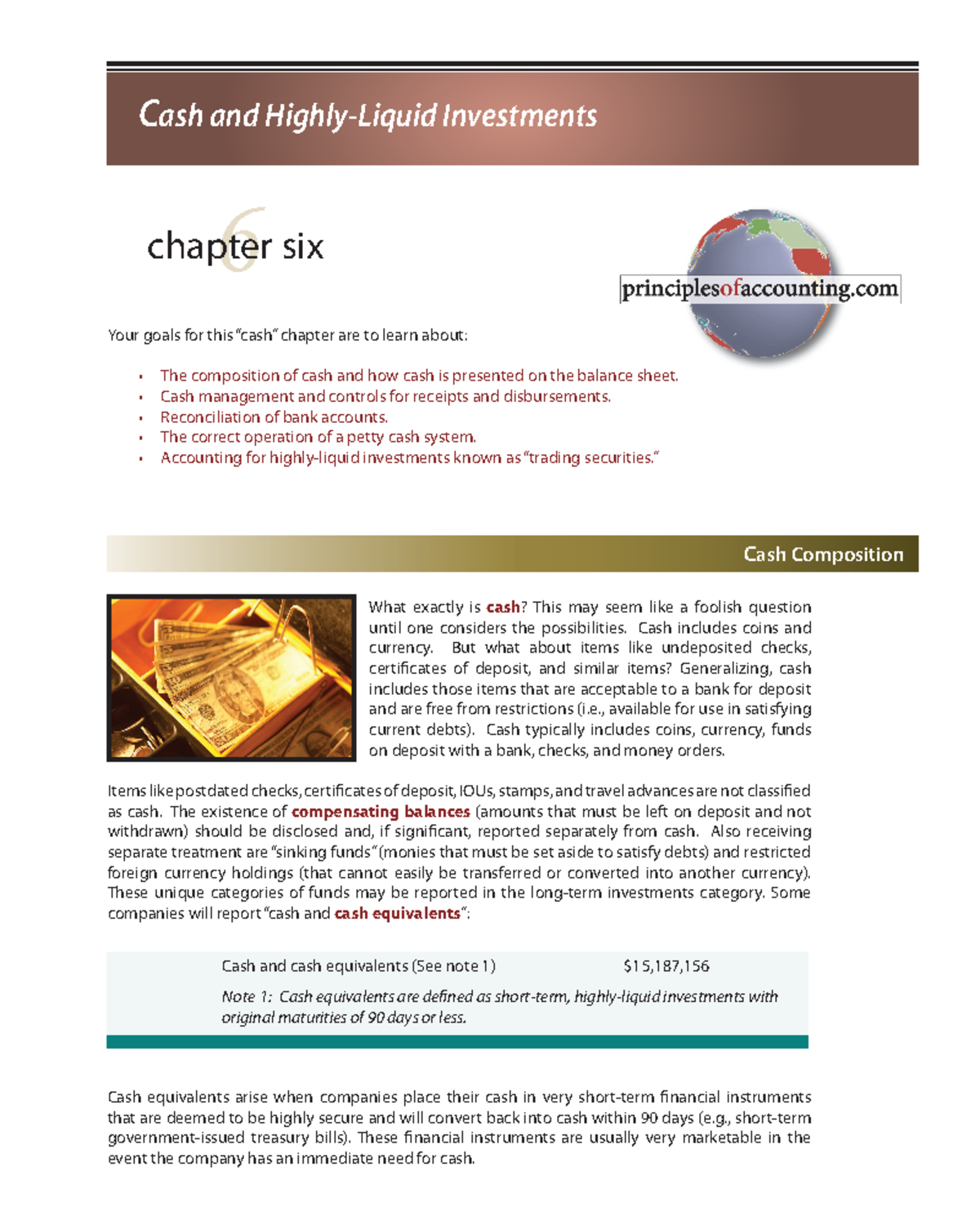 Chapter 6 - acctg - Cash and Highly-Liquid Investments Cash Composition ...