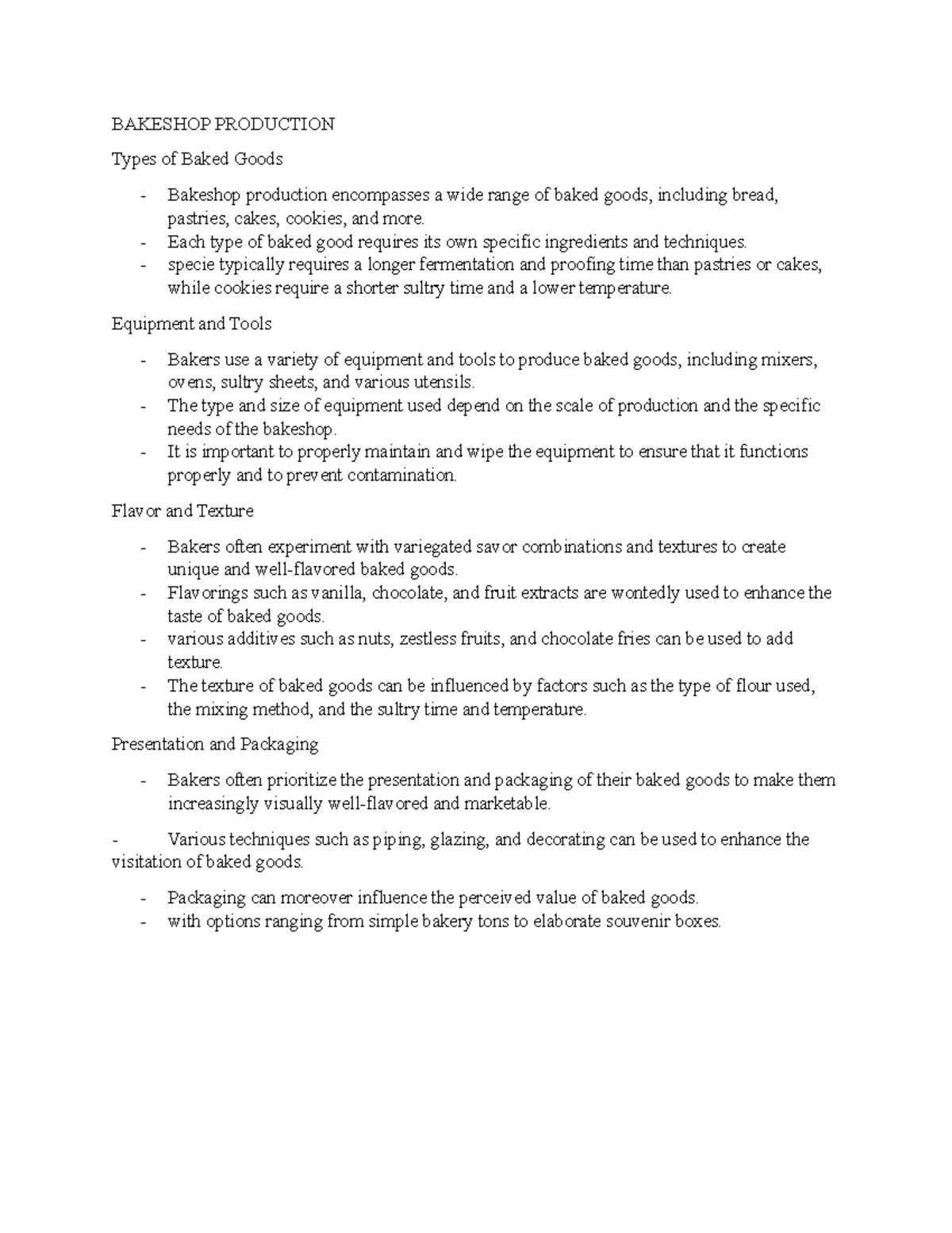 Bakeshop Production Notes 2 - BAKESHOP PRODUCTION Types of Baked Goods ...