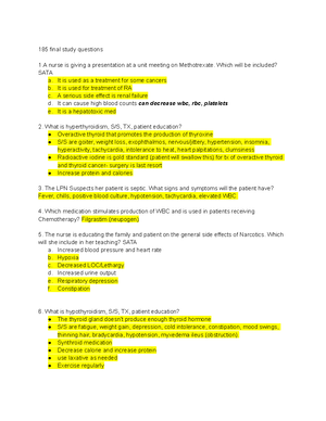 Nurse 180 final exm study questions - 180 Final Exam Study Questions ...