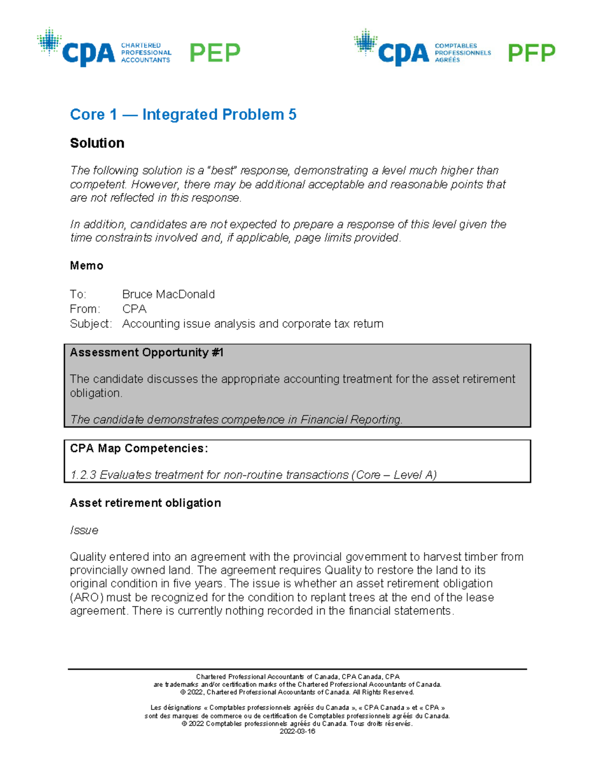 CO1-2201E-IP05 - Practice - Chartered Professional Accountants of Canada, CPA Canada, CPA are ...
