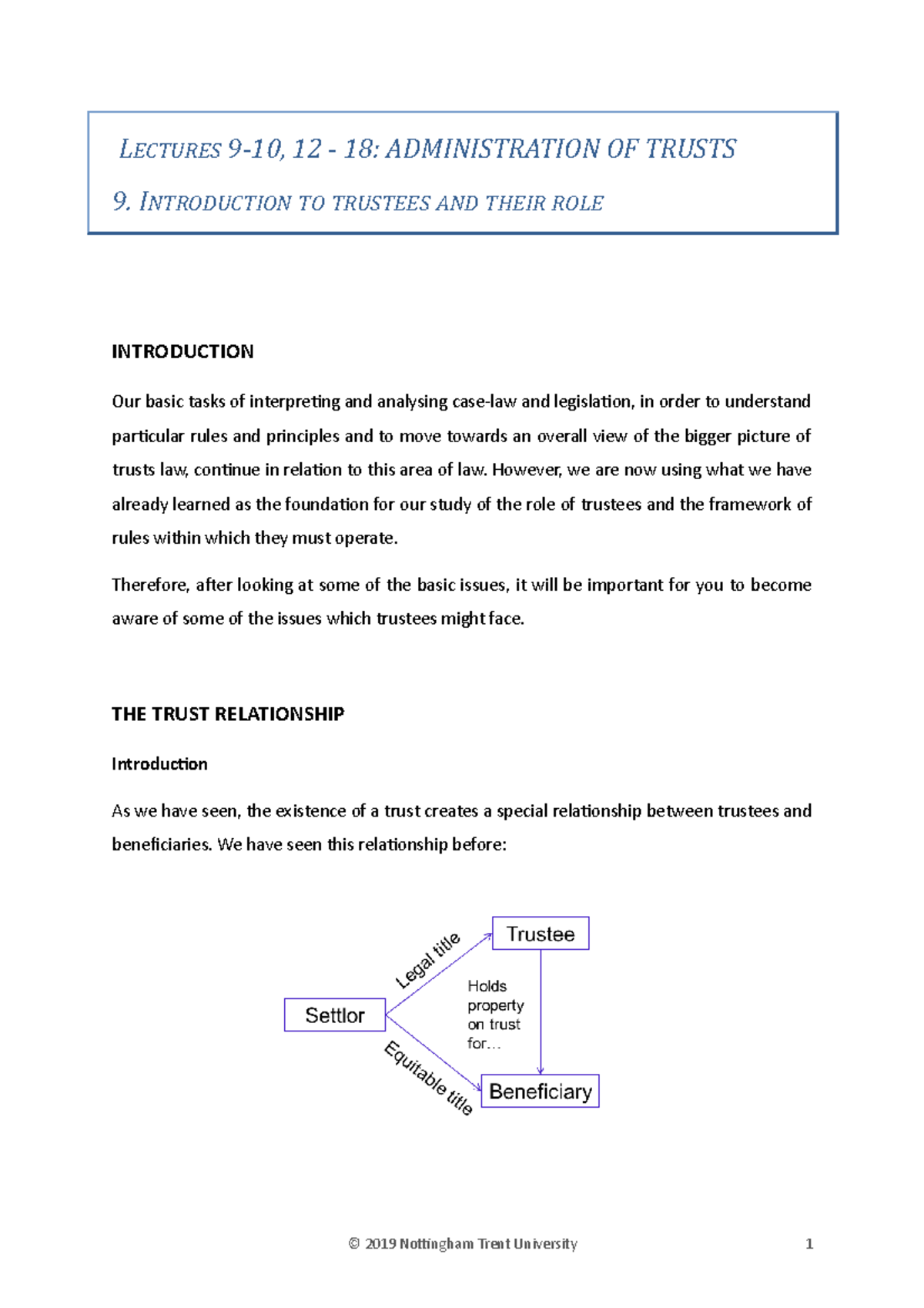 Lecture 9 - Introduction to Trustees - LECTURES 9-10, 12 - 18 ...