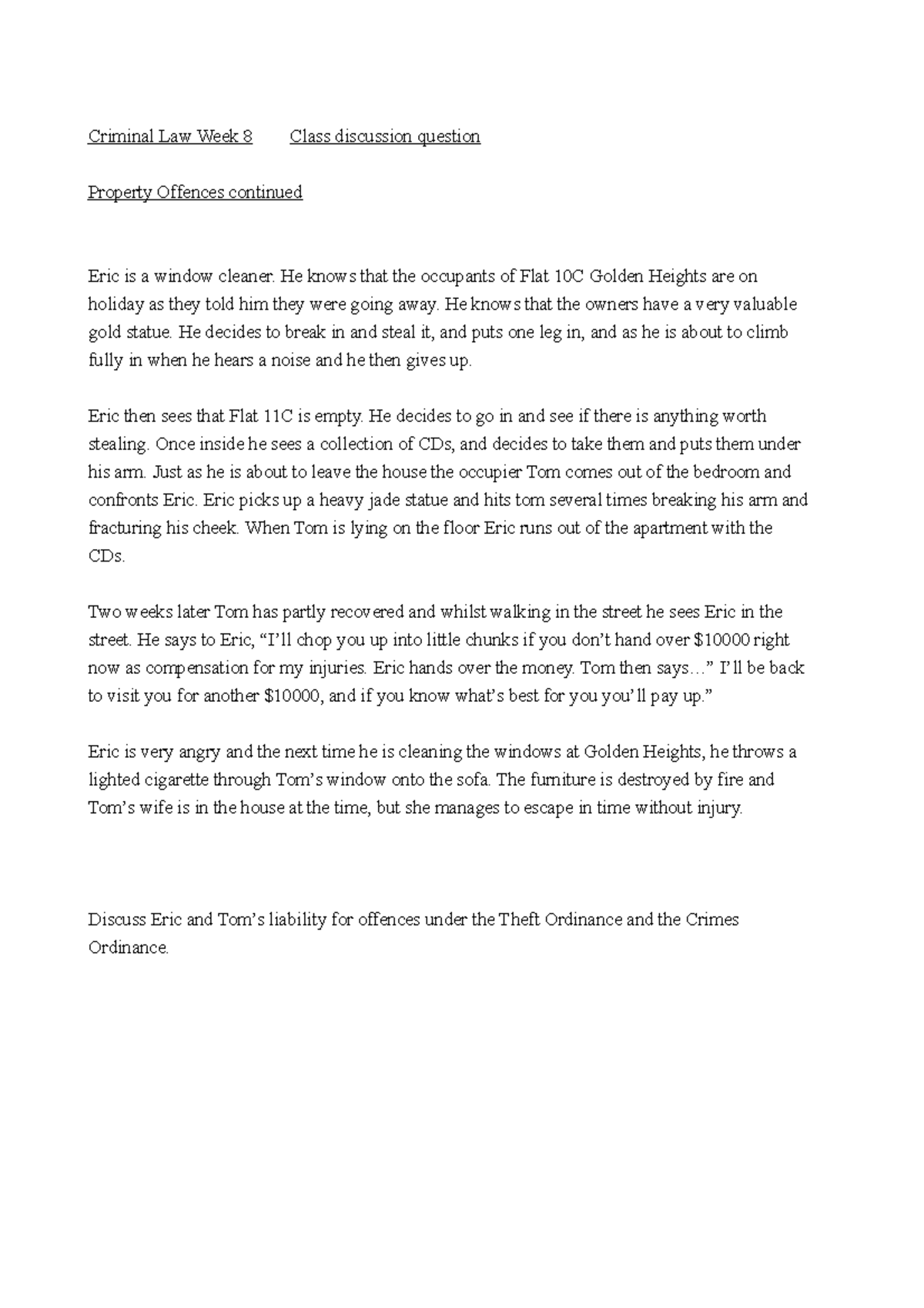 Week 8 Criminal Tutorial (with my answer).doc copy - Criminal Law Week ...