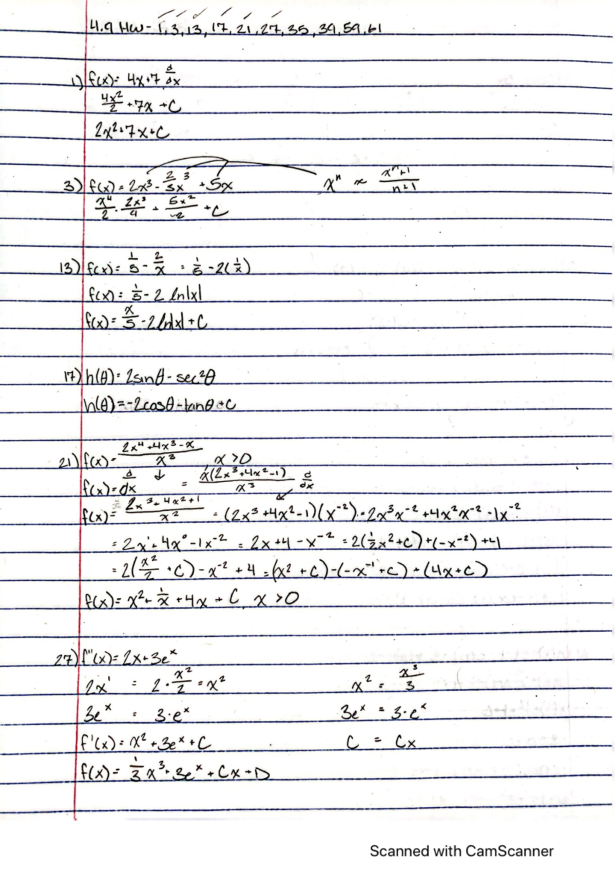 4.9 hw - calculus textbook hw - MATH-211 - Studocu