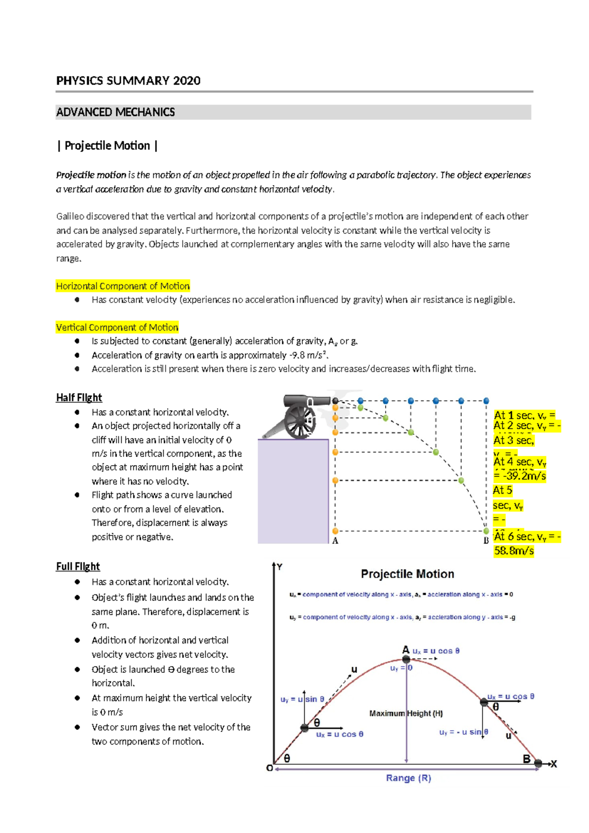 Physics Summaries - notes - PHYSICS SUMMARY 2020 ADVANCED MECHANICS ...