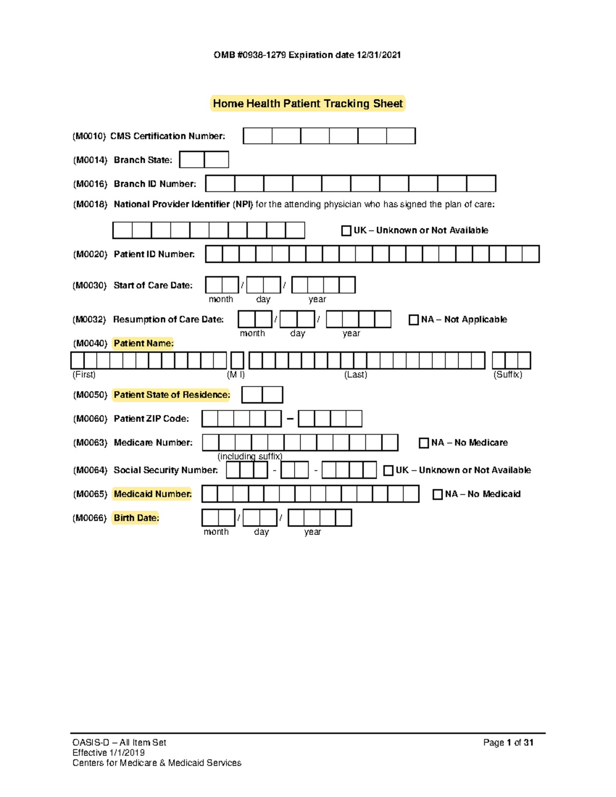 Oasis D All Items final 2019 - OASIS-D – All Item Set Page 1 of 31 ...