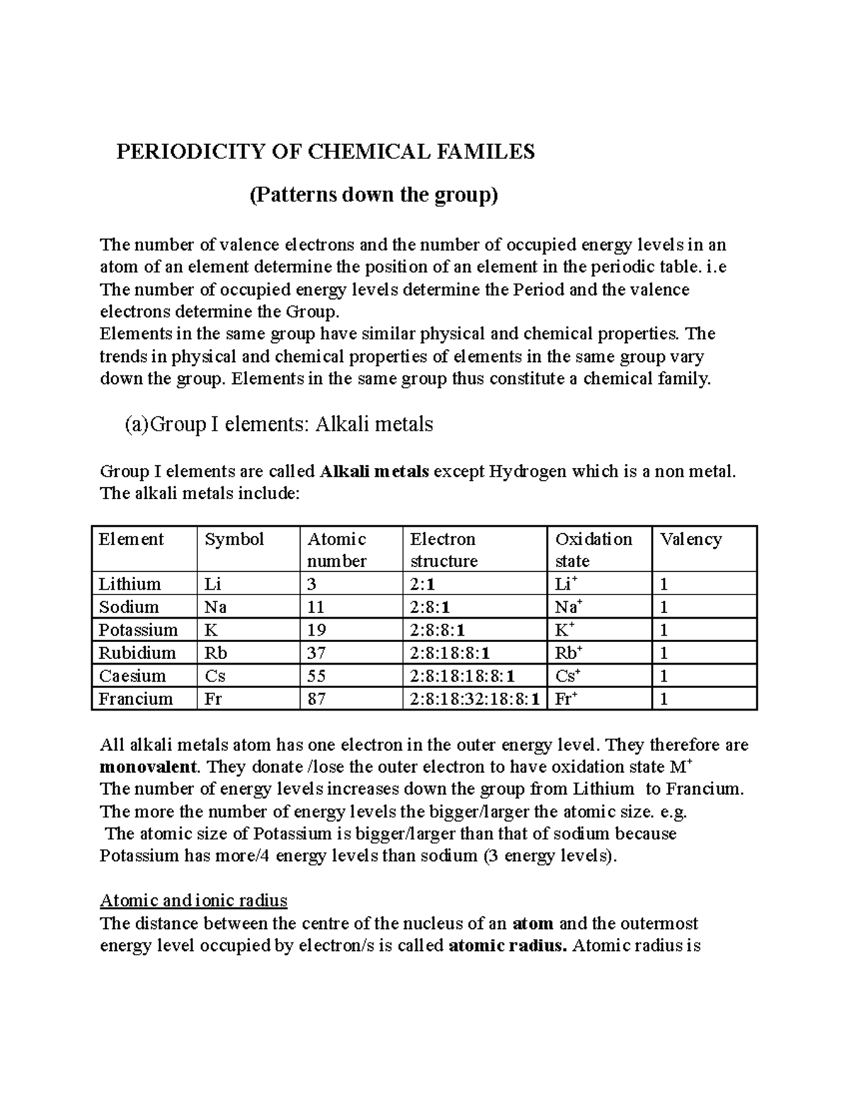 Periodicity of chemical families - chem - f2 - v1 - PERIODICITY OF ...