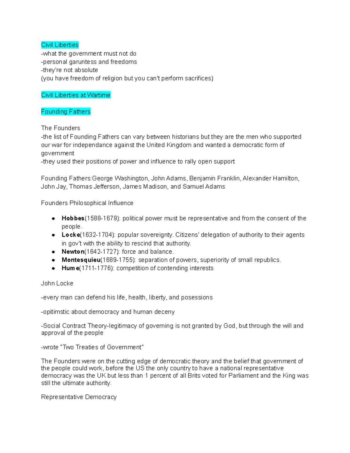 Poli Sci 201 Unit 1 pt.3 - The First Document has all the notes part ...