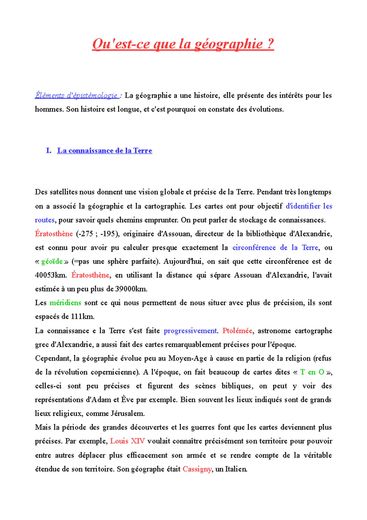 Introduction à la Geographie - Qu'est-ce que la géographie? Éléments d ...