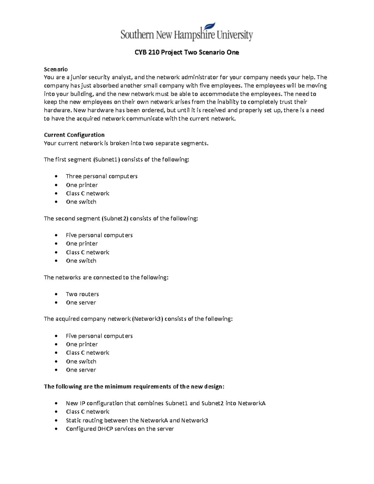 CYB 210 Project Two Scenario 1 - CYB 210 Project Two Scenario One ...