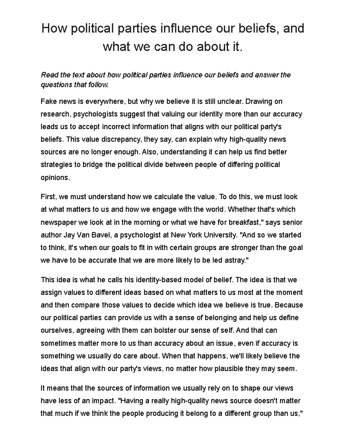 How political parties influence our beliefs and what we can do about it ...