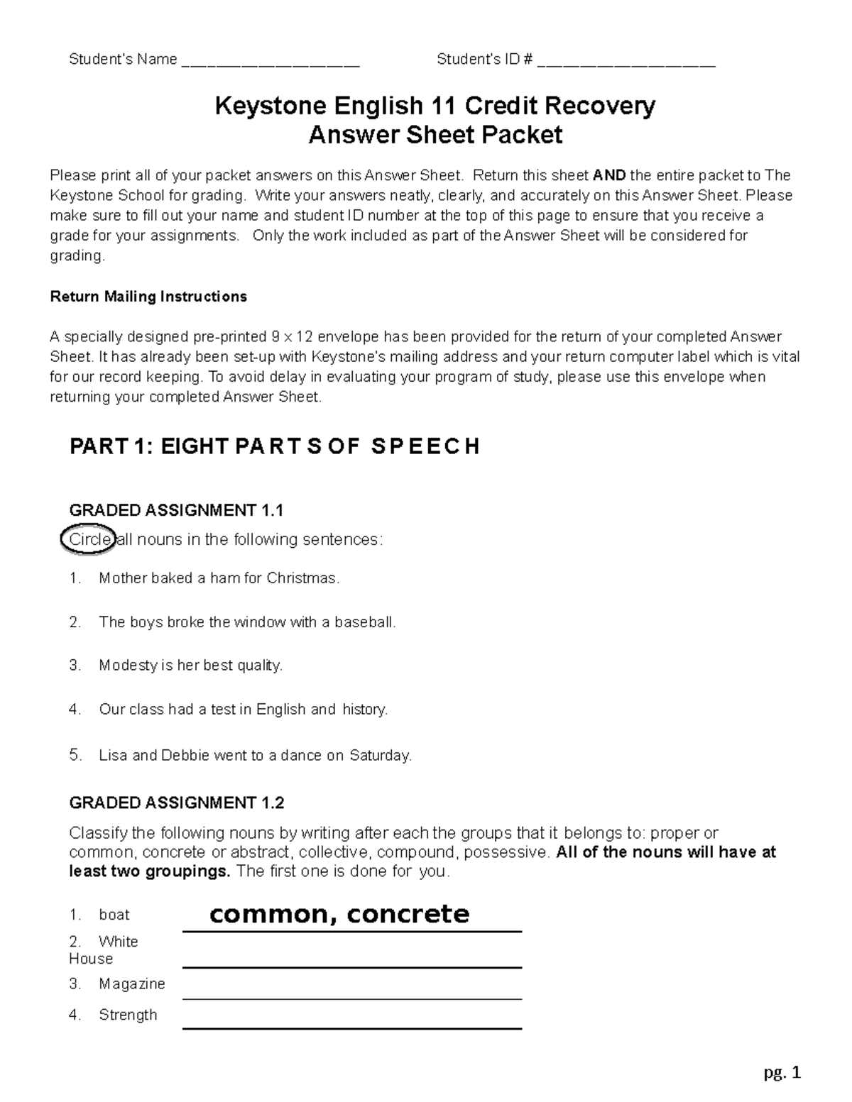 English 11 Answer Sheet - ####### Student’s Name ...