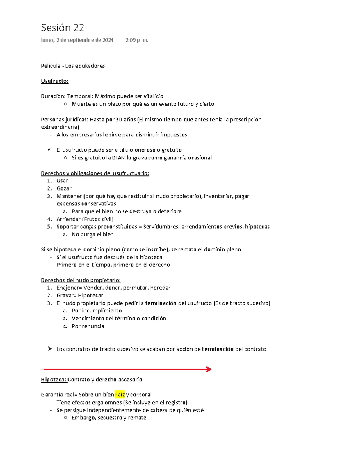 Notas 2 de Septiembre Sesión 22 - Película - Los edukadores Usufructo ...