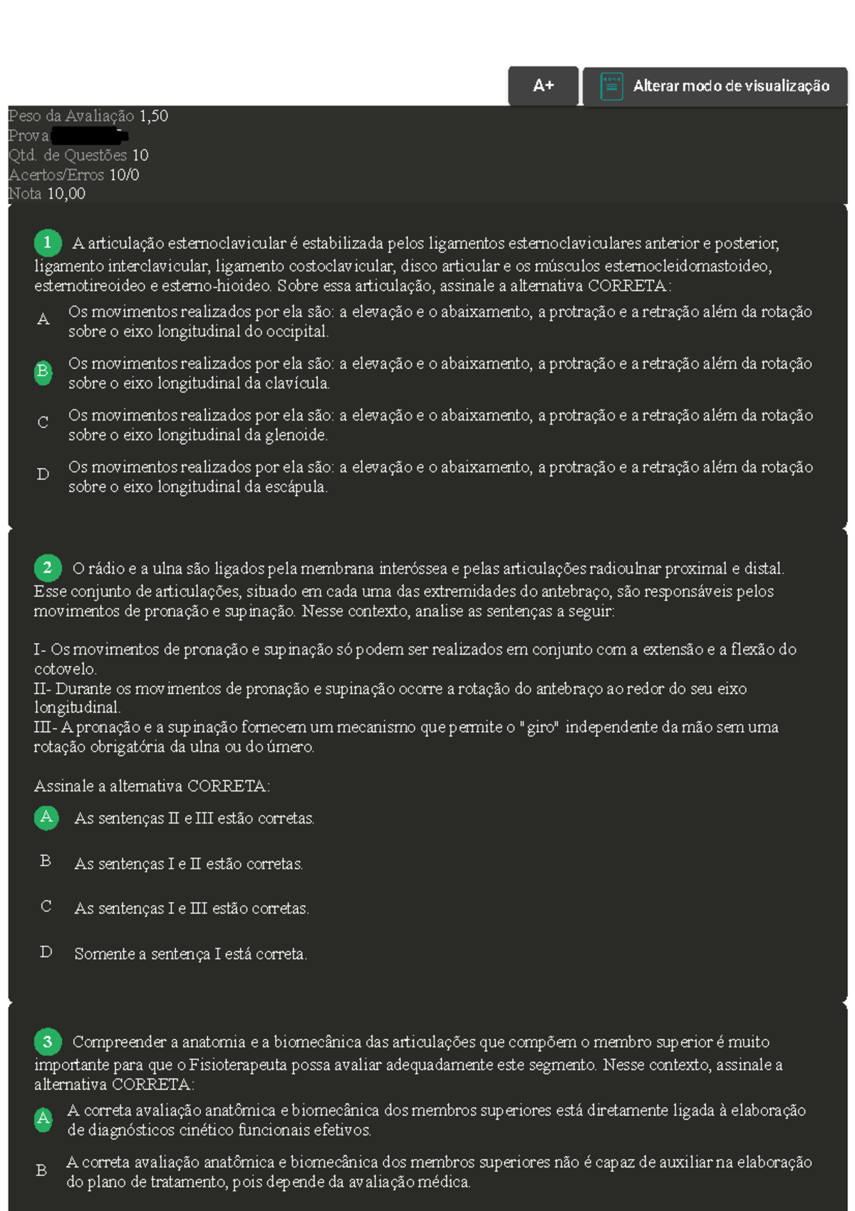 Avaliação I - Fisioterapia Traumato ortopédica - Prova Impressa ...