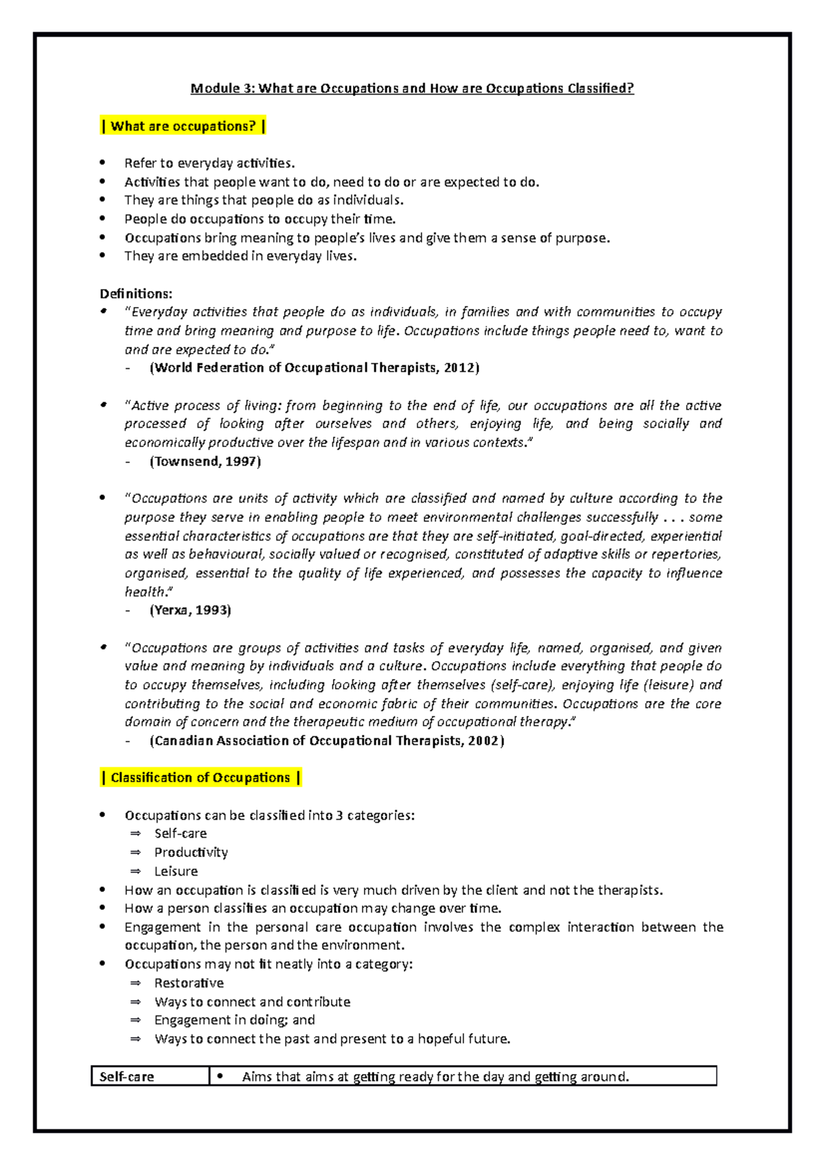 Module 3 - PEO (Occupation) - Module 3: What are Occupations and How ...