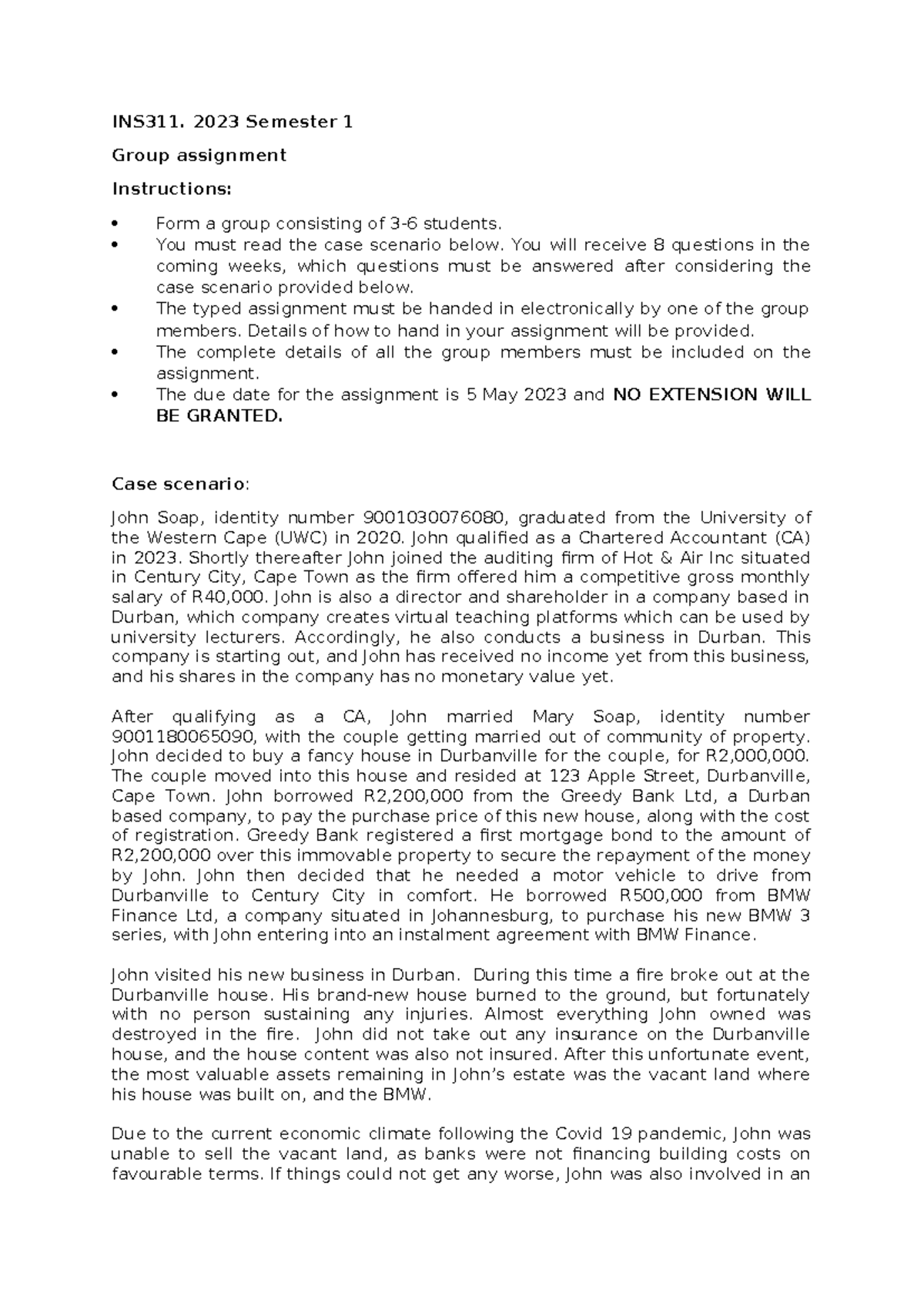INS311. Group+ Assignment - INS311. 2023 Semester 1 Group assignment ...