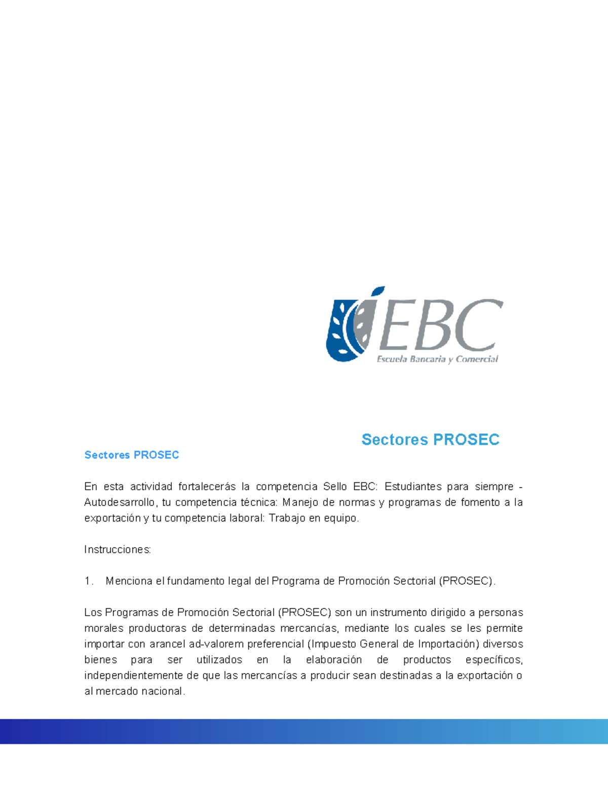 Actividad 5B Programas de fomento a la exportación - Sectores PROSEC ...