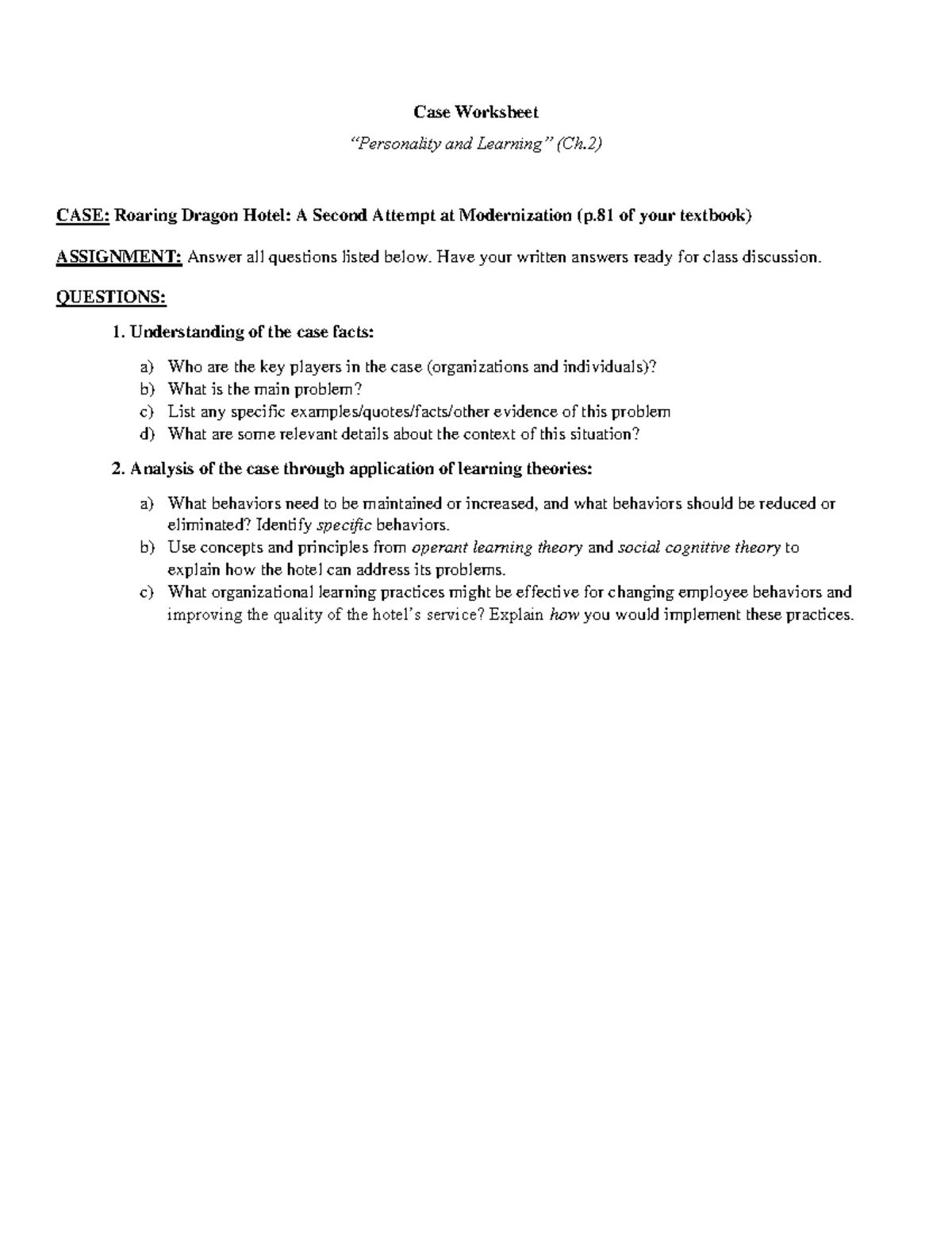 RDH Case Worksheet - section 571 - Case Worksheet