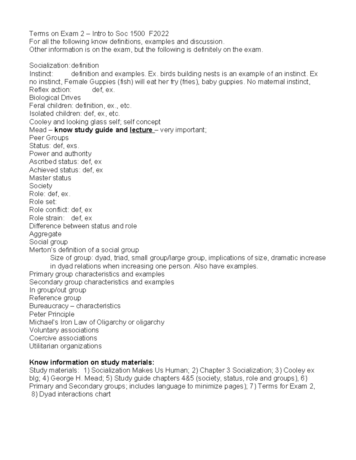 Intro Terms Ex2 S2023 B ffc - Tagged - Terms on Exam 2 – Intro to Soc ...
