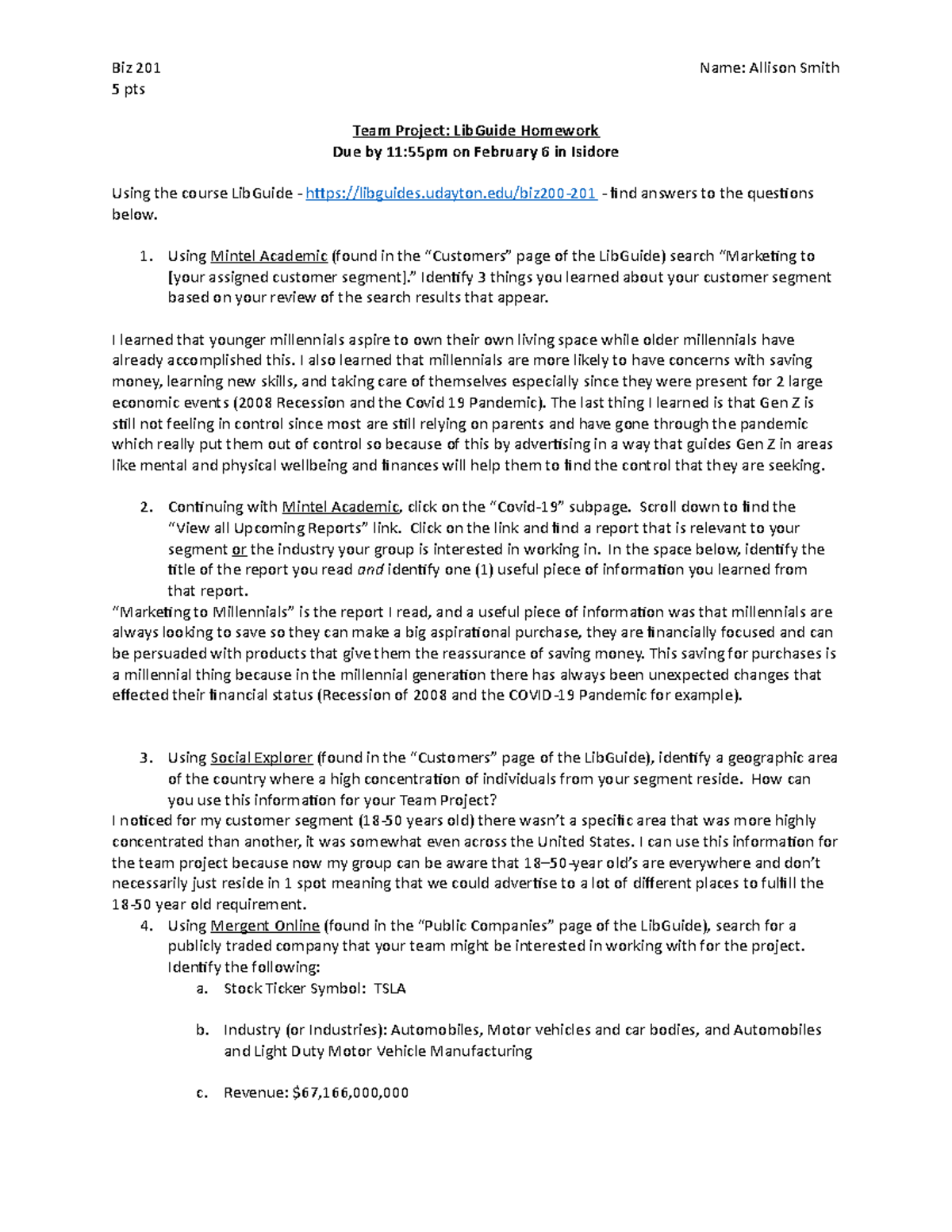 Library Guide Homework-Allison Smith - Biz 201 Name: Allison Smith 5 ...