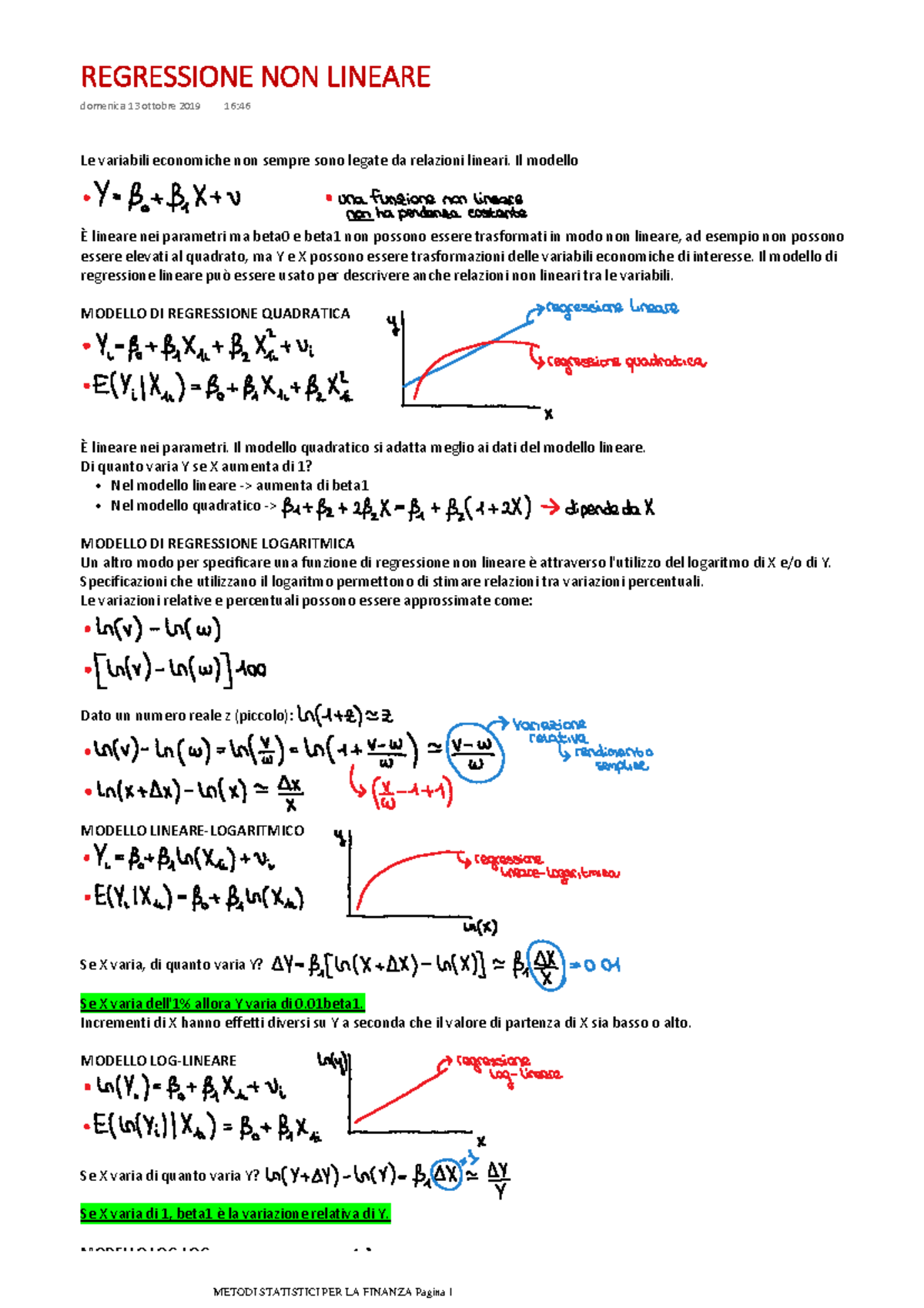 Regressione NON Lineare - Le variabili economiche non sempre sono ...