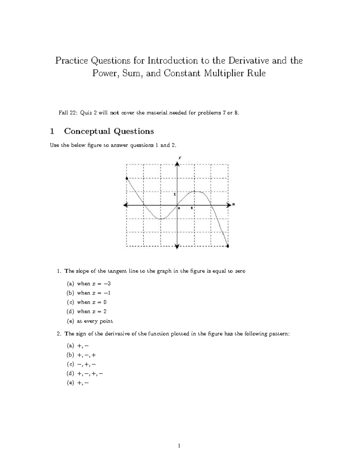 Practice Q Intro to Derivaitives - Practice Questions for Introduction ...