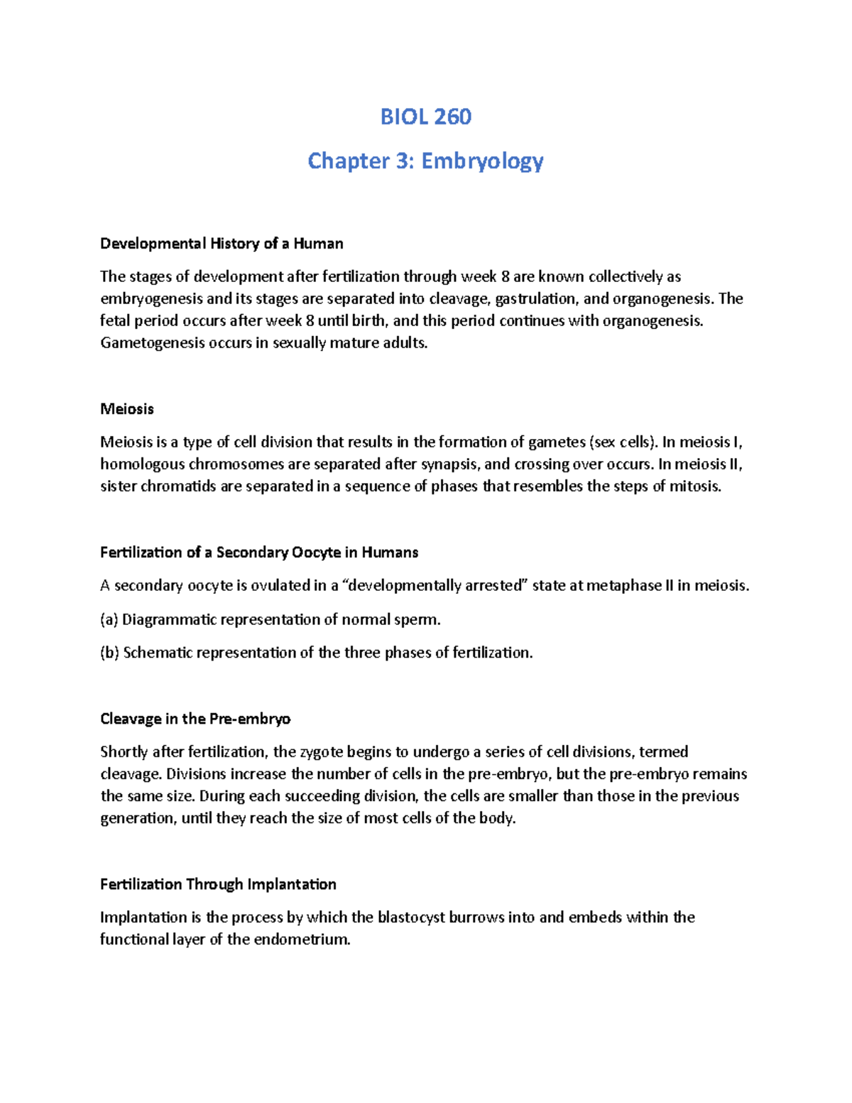 BIOL 260 Chapter 3 (Lesson) - BIOL 260 Chapter 3: Embryology ...